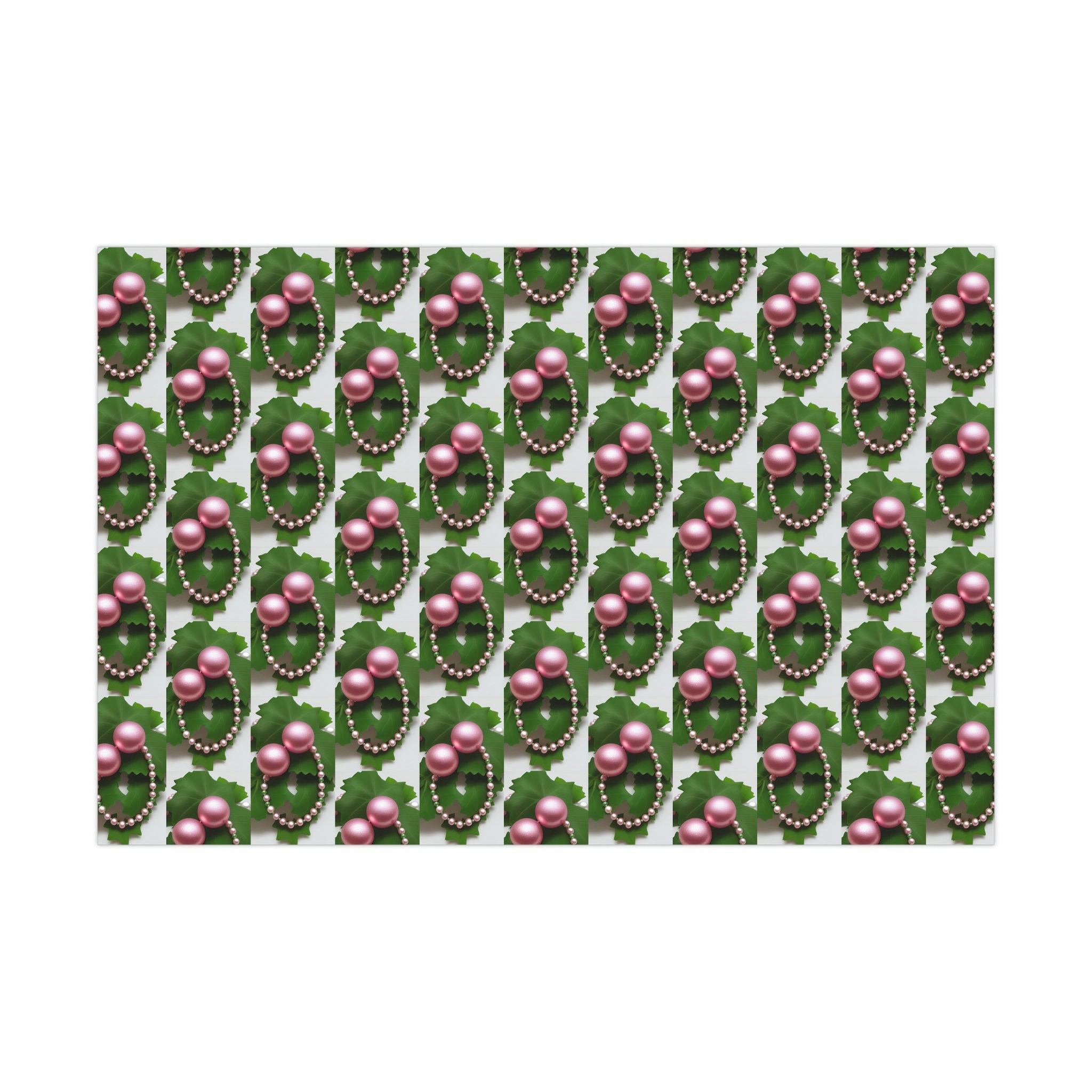 Gift Wrap Pink Green Pearl Ivy Christmas Paraphernalia Birthday Probate ...