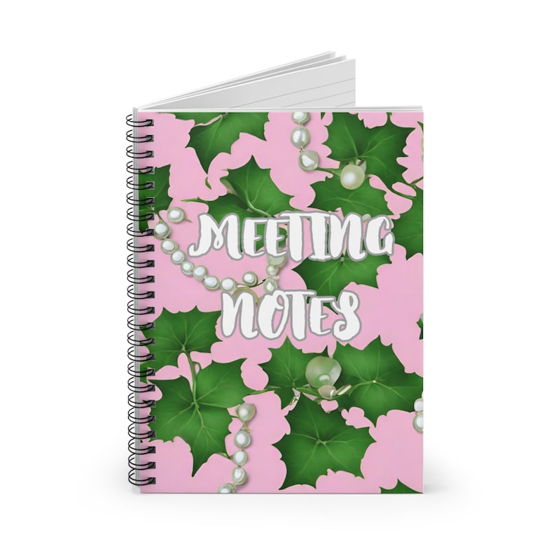Pink & Green Ivy Pearl Notebook: Ruled Line Journal - Etsy