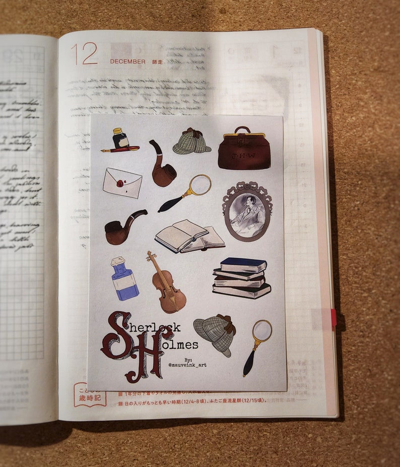 Printable Sherlock Holmes Sticker Sheet. Digital Printable, Ideal for ...