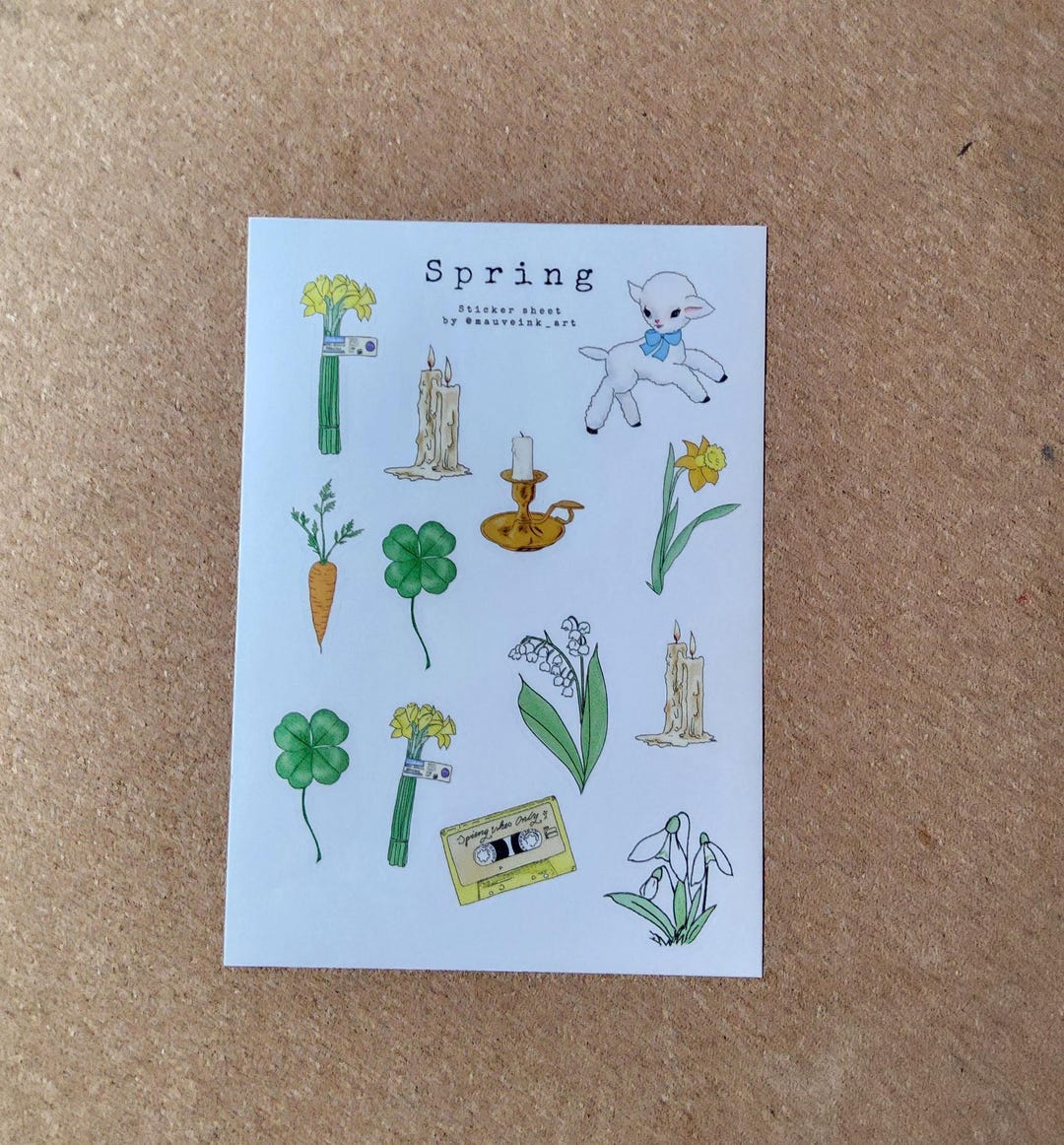 A6 Spring Sticker Sheet. Cute and Cosy Ilustrated Spring Themed ...
