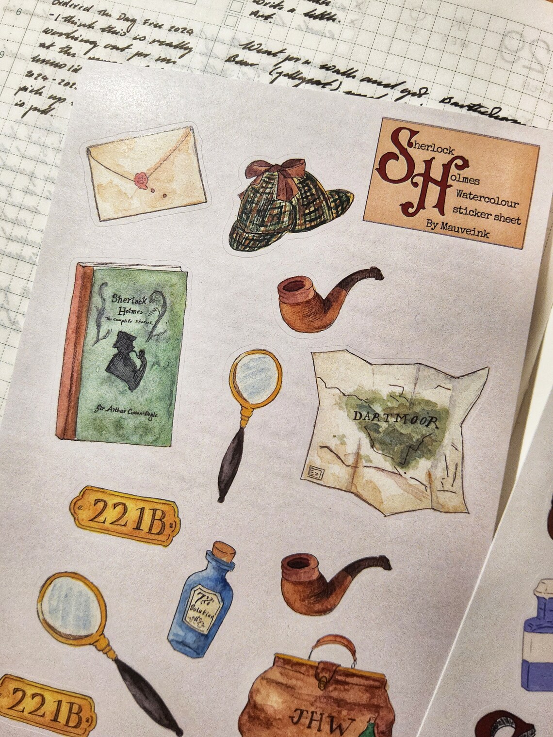 Sherlock Holmes Sticker Sheet. A6 Sheet of Stickers Featuring Designs ...