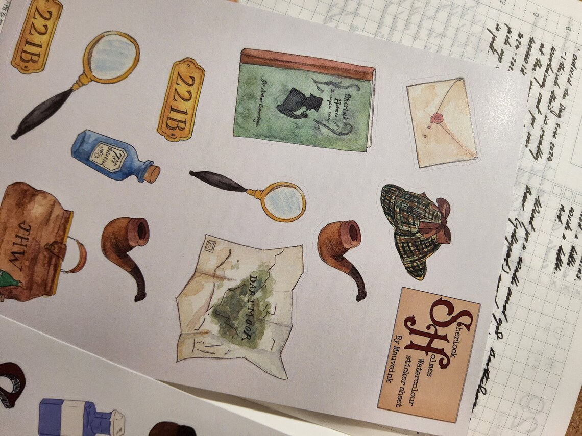 Sherlock Holmes Sticker Sheet. A6 Sheet of Stickers Featuring Designs ...