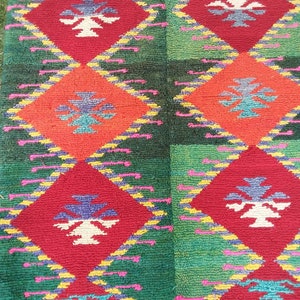Green Red Rug / Turkish Green Rug / Vintage Turkish Rug / Old - Etsy