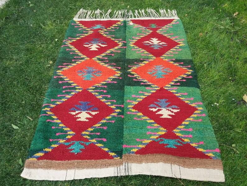Green Red Rug / Turkish Green Rug / Vintage Turkish Rug / Old - Etsy