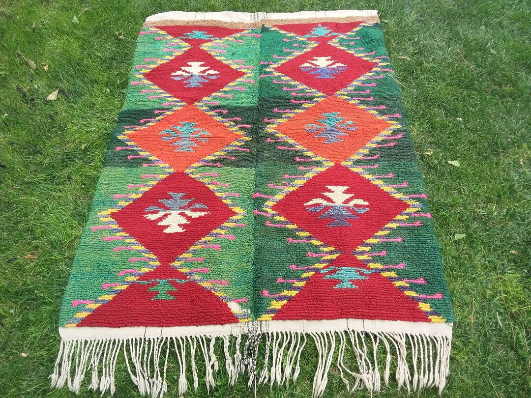 Green Red Rug / Turkish Green Rug / Vintage Turkish Rug / Old - Etsy