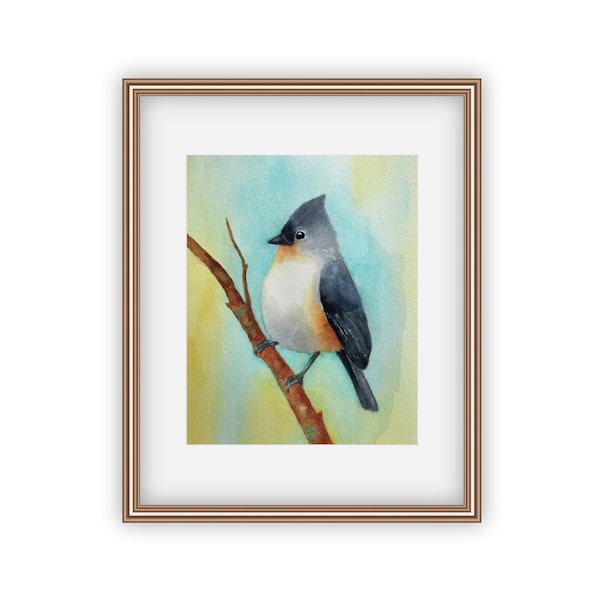 Watercolor Titmouse - Etsy