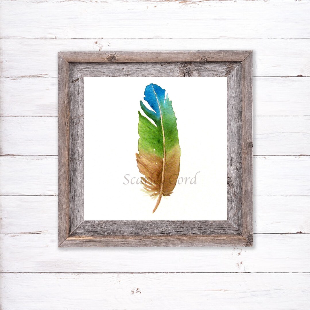 Watercolor Bird Feather Print 10x10 8x8 5x5 4x4 Feather - Etsy