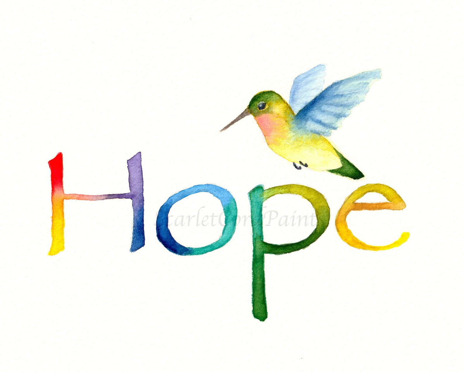 Watercolor Hope Saying Painting, Inspirational Art Wall Decor, 11x14 ...