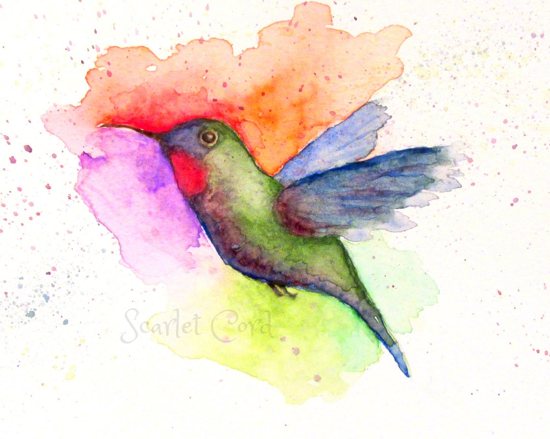 Watercolor Hummingbird Print, 8x10, 11x14, 4x6, 5x7 Print, Horizontal ...