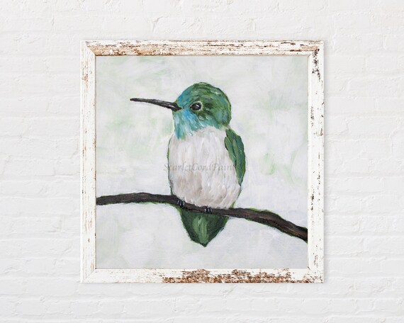 Painting Watercolor Hummingbird in Nest Square Print Art Wall Decor 8x8 ...