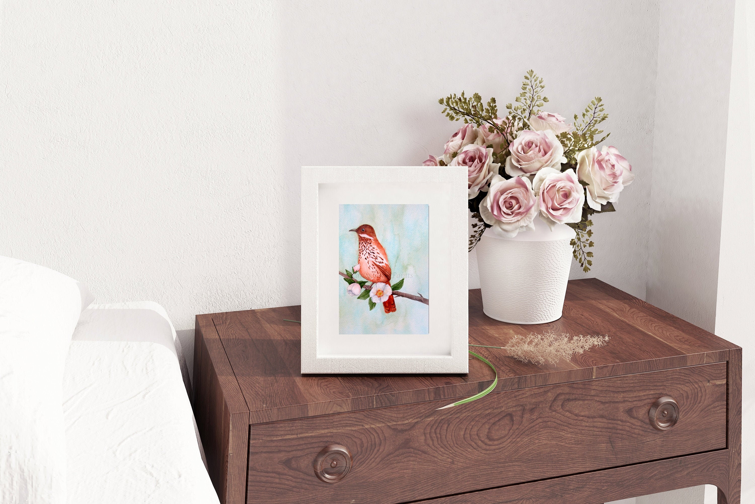 Watercolor Georgia State Bird and State Flower Print Brown | Etsy