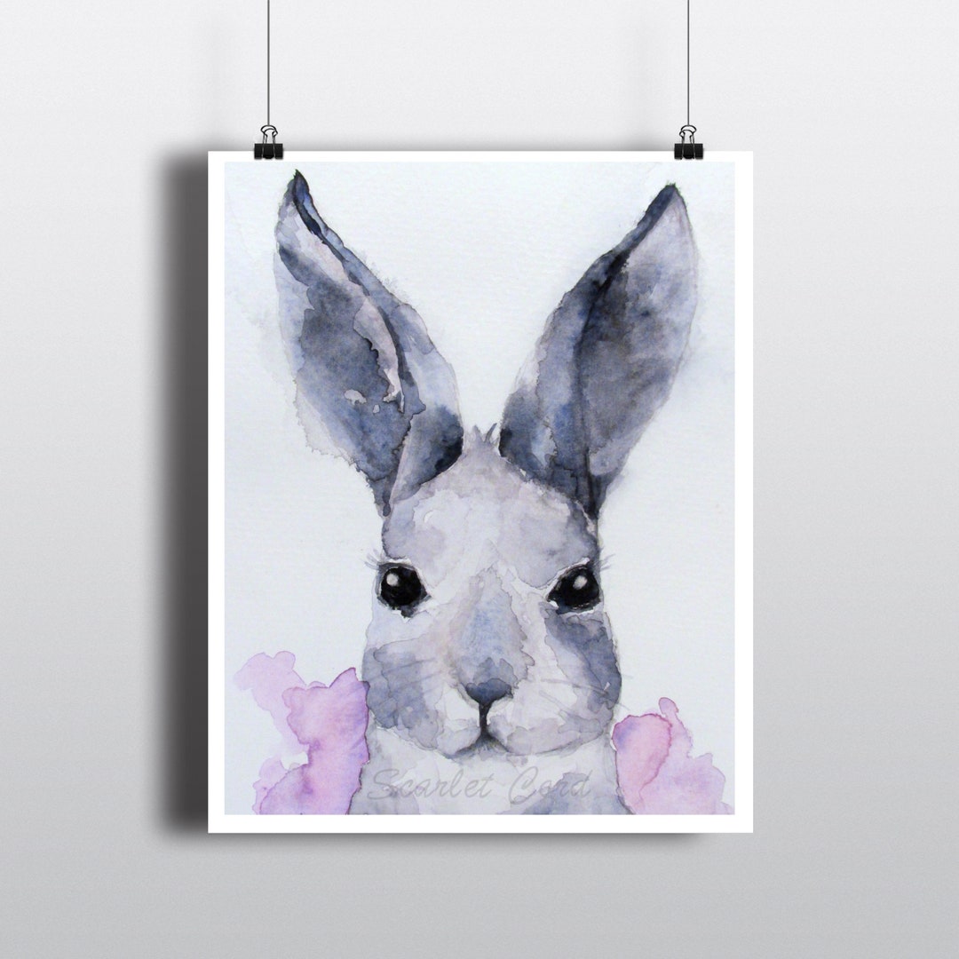 Watercolor Bunny Painting, 4x6, 5x7 8x10, 11x14 Rabbit Print, Nursery ...