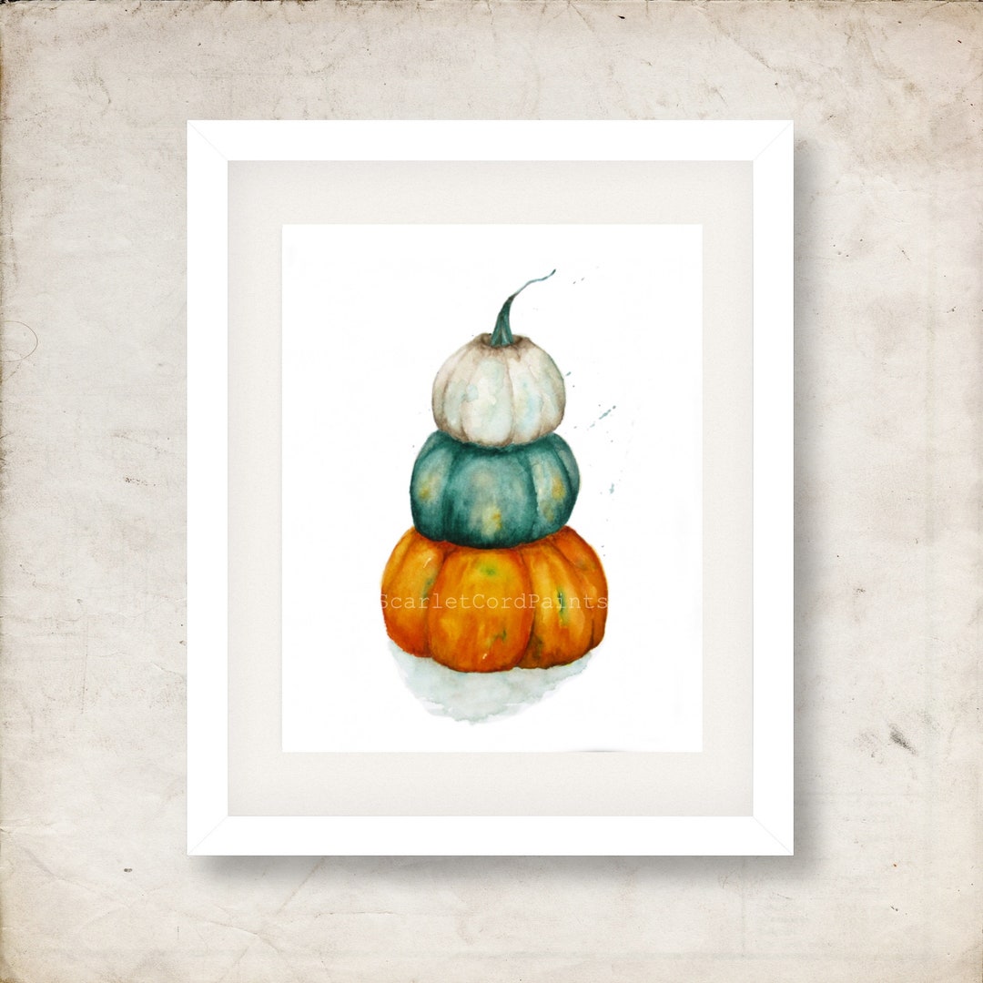 Stacked Pumpkin Art Wall Decor, 11x14, 8x10, 5x7, 4x6 Print, Autumn ...