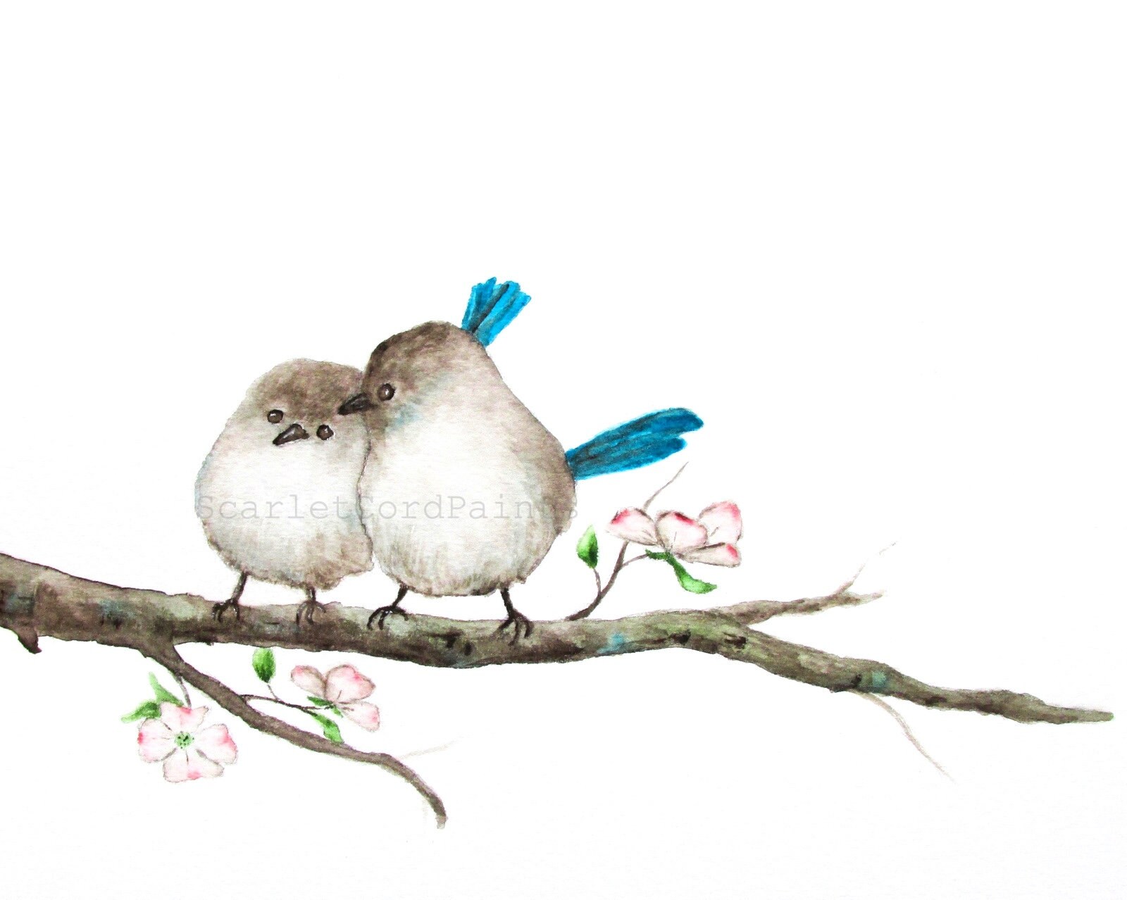 Two Birds On A Branch Painting