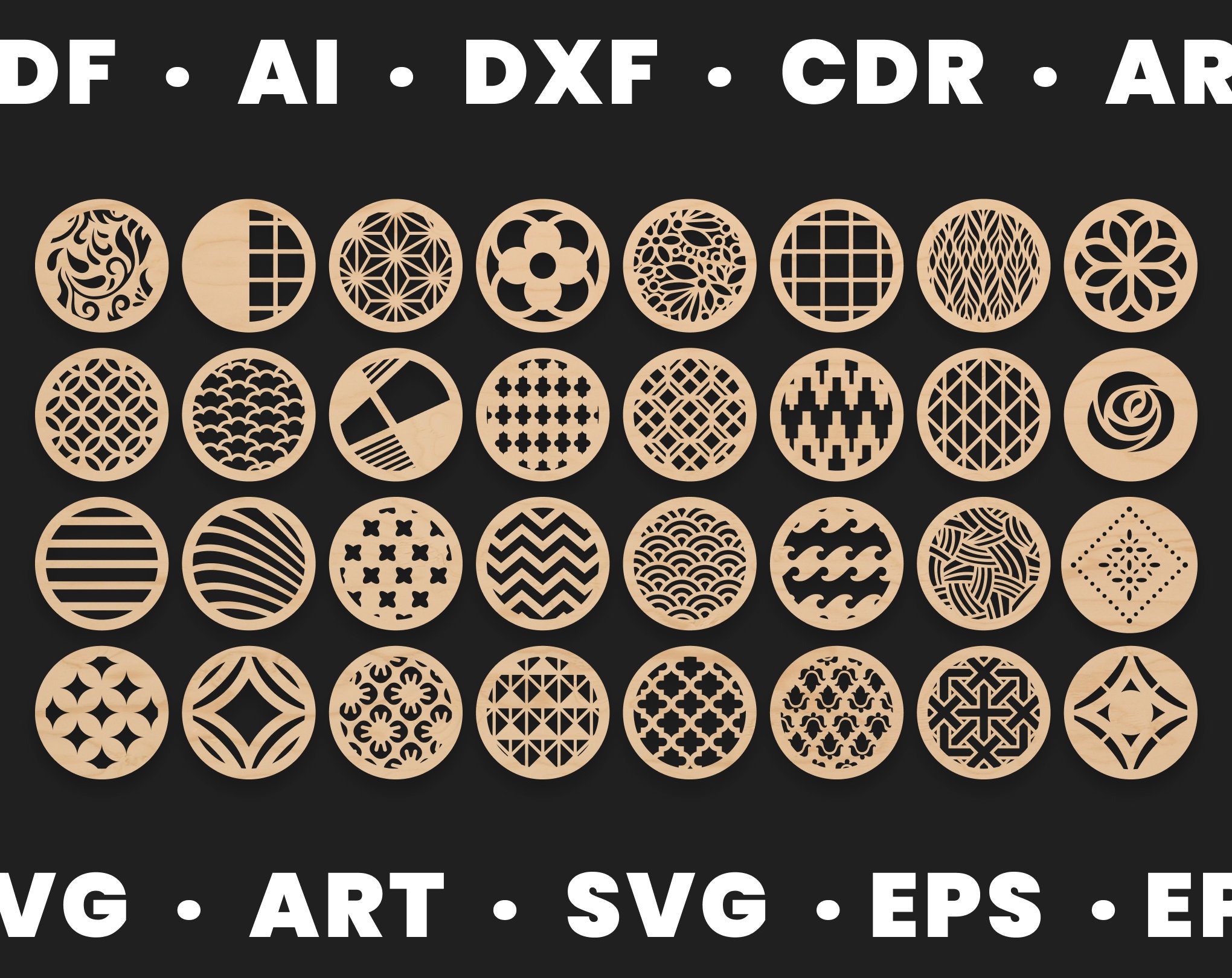 Drink coasters Svg Laser cut file for sale Mug stand Wood | Etsy