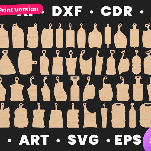Cutting Board Set Vector Template Cnc Cutting File Silhouette - Etsy