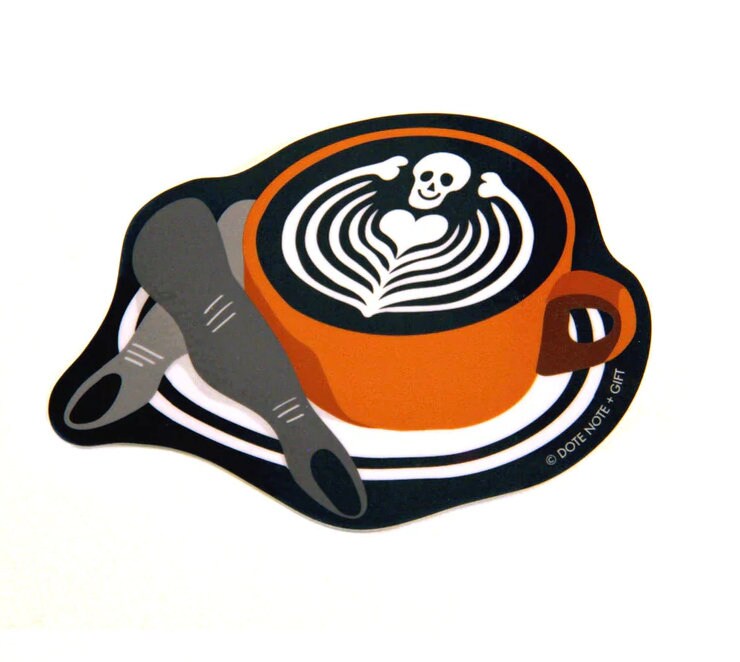 Vinyl Sticker | Skull Latte // Latte Art With Skull and Bones in Tea or ...