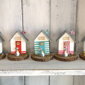 Mini Striped Wooden Beach Huts With Seagull - Etsy
