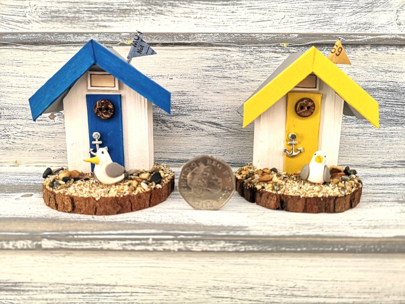 Mini Wooden Beach Huts With Seagulls. | Etsy