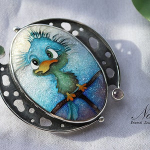 Funny Bird Brooch-pendant / Fire Cloisonne Enamel Brooch-pendant ...