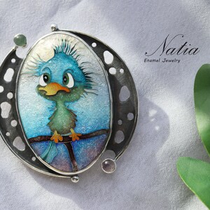 Funny Bird Brooch-pendant / Fire Cloisonne Enamel Brooch-pendant ...