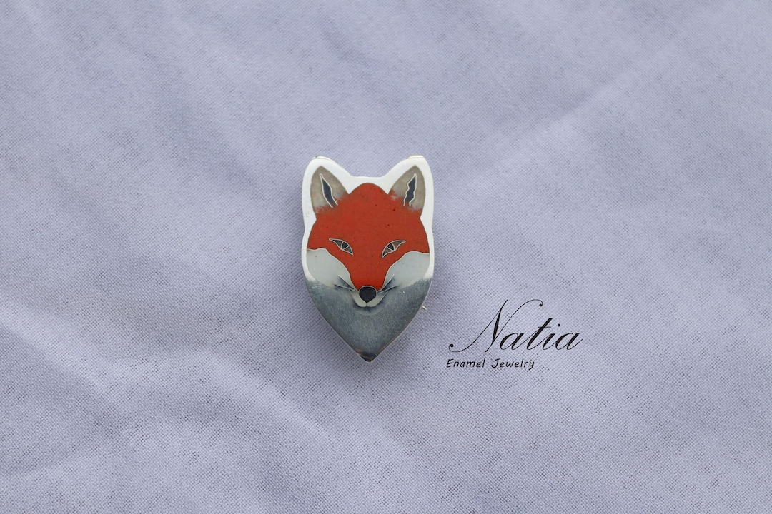 Fox Handmade Enamel Brooch, Sterling Silver Cloisonne Jewelry, Handmade ...