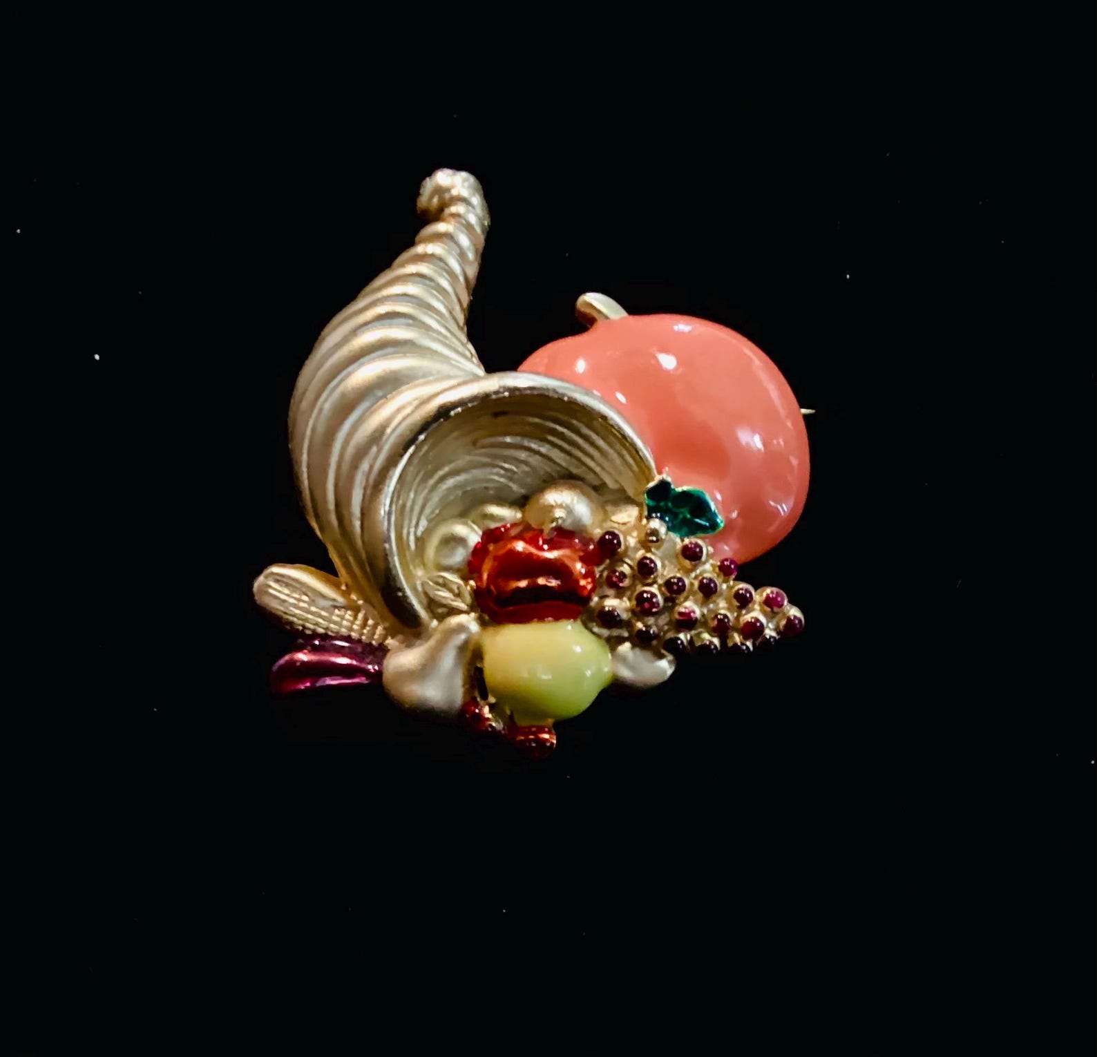 Vintage Colorful Enameled Thanksgiving Cornucopia Pin / Brooch - Etsy