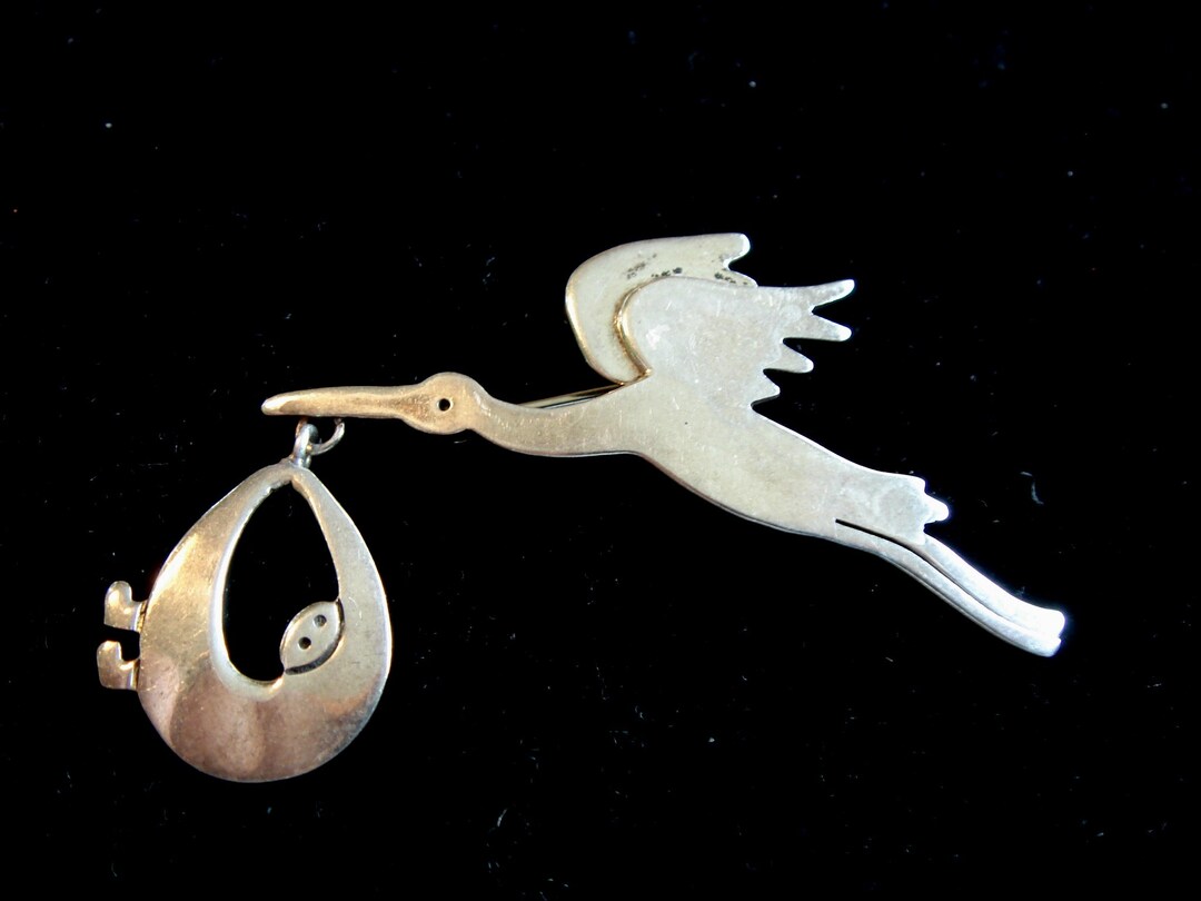 Vintage Sterling Silver Mexico/mexican Articulated Stork and Baby Pin ...
