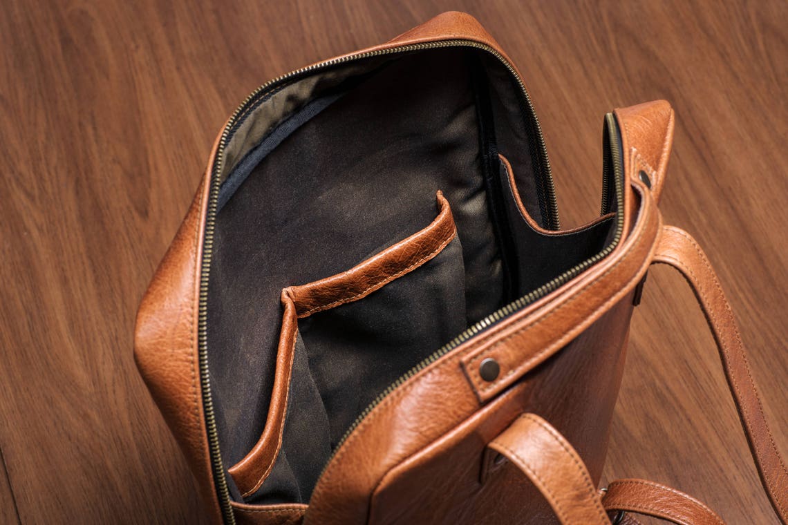 Brown Leather Backpack, Tan Rucksack, Minimalist Backpack, Laptop Bag ...