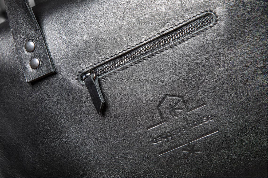 Black Leather Briefcase, Laptop Bag With Additional Long Strap - Etsy