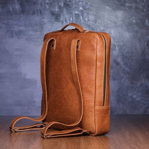 Brown Leather Backpack, Tan Rucksack, Minimalist Backpack, Laptop Bag ...