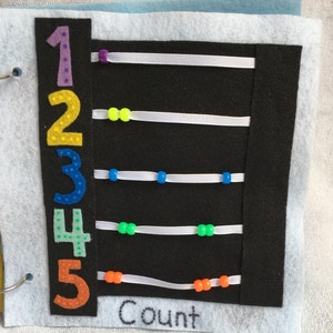 Felt Quiet Book Page-bead Counting, Learning Numbers and Colors ...