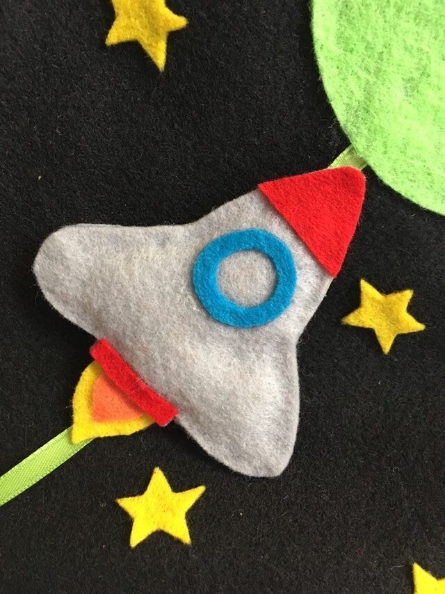 Toys & Games Learning & School Felt Quiet Book Page-Rocket Ship Outer ...