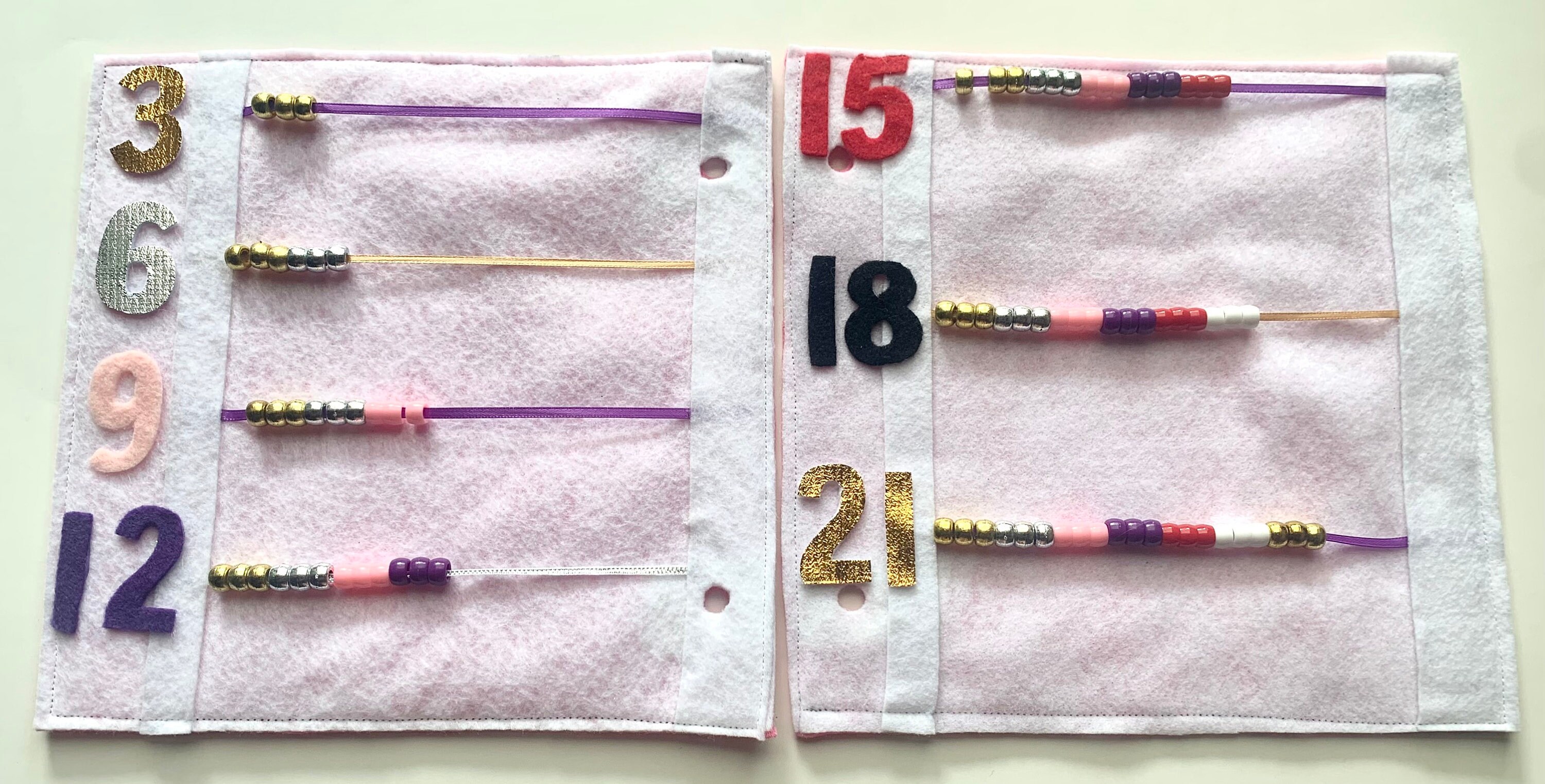 Felt Quiet Book Page-bead Counting, Learning Numbers and Colors ...
