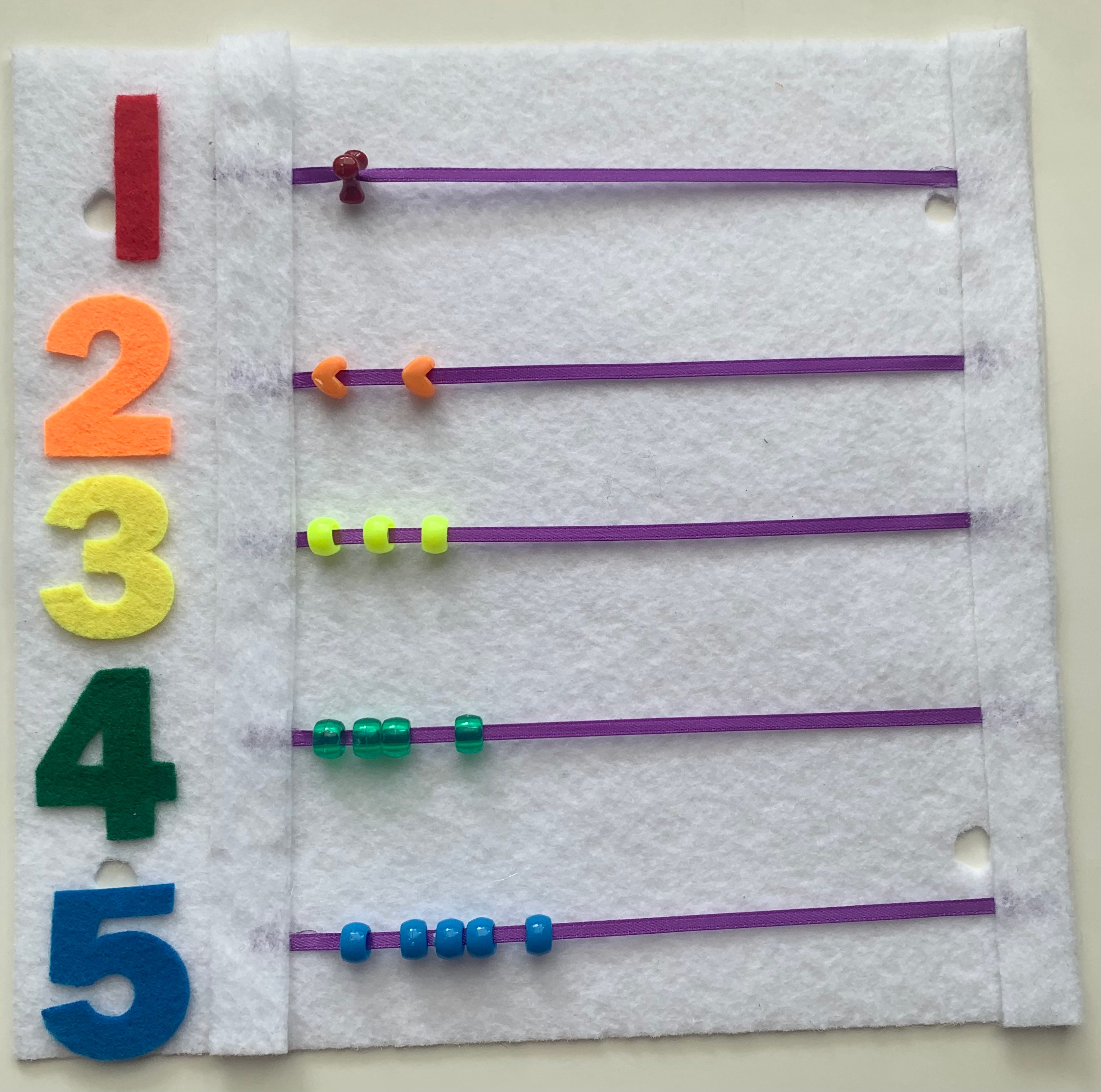 Felt Quiet Book Page-bead Counting, Learning Numbers and Colors ...