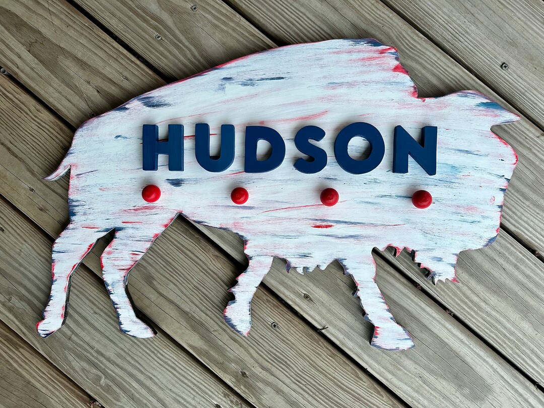 Buffalo Bills Nursery Decor: Custom Name Wood Sign With Knobs - Etsy