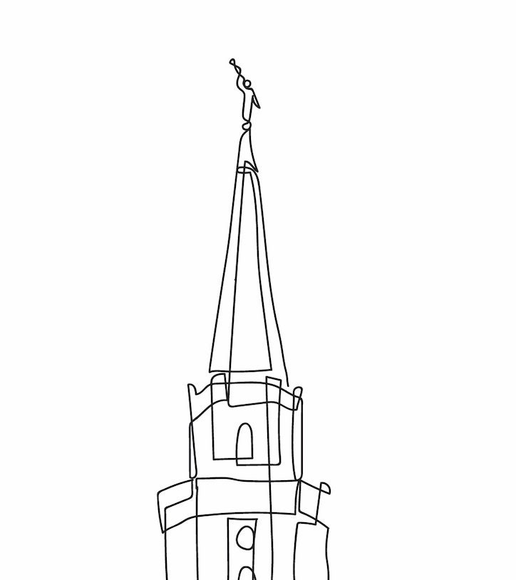 Houston Temple Continuous Line Drawing - Etsy