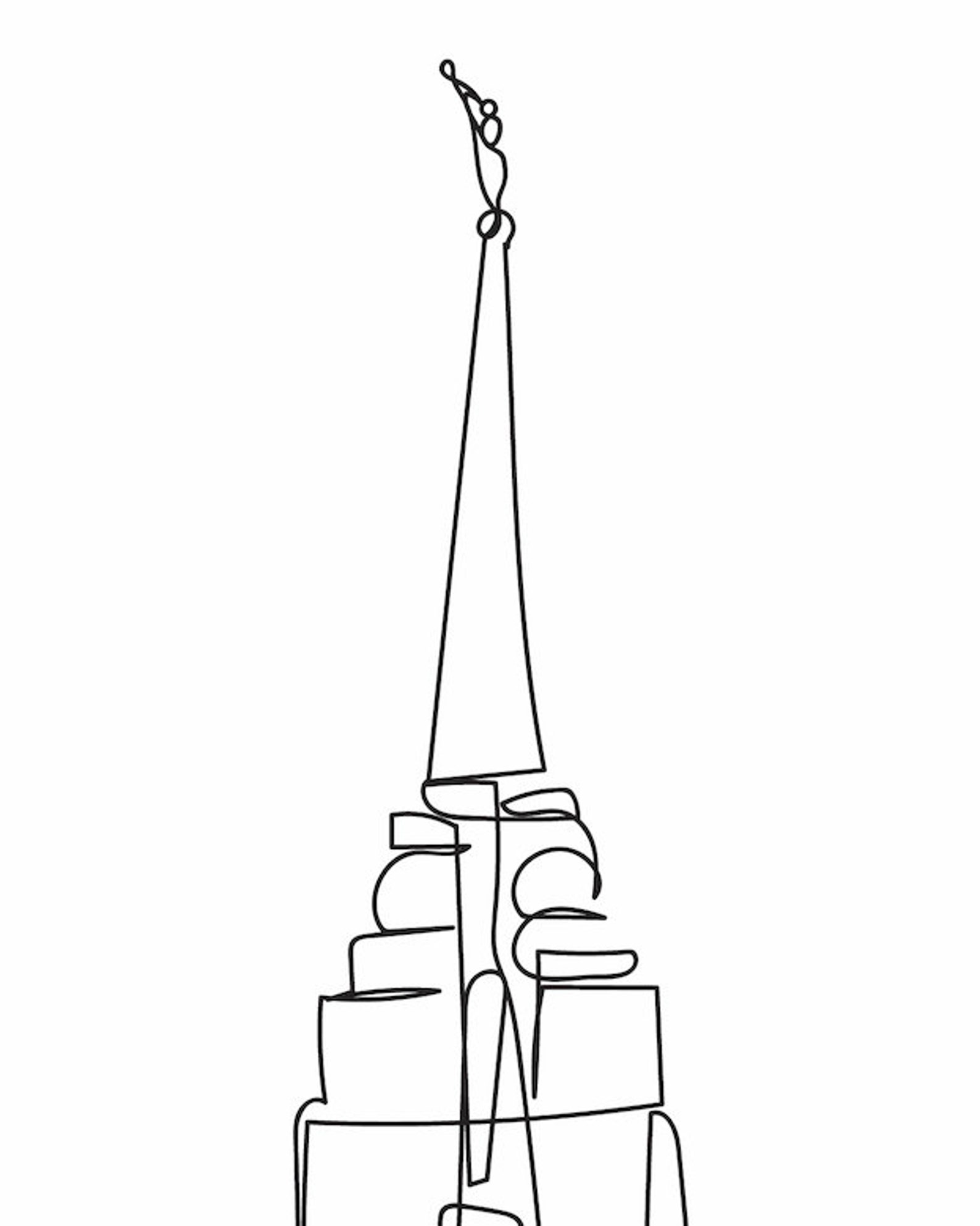 Rexburg Temple Continuous Line Drawing - Etsy