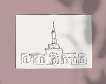 Rexburg Temple Continuous Line Drawing | Etsy
