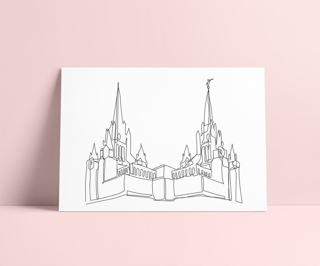San Diego Temple Continuous Line Drawing - Etsy