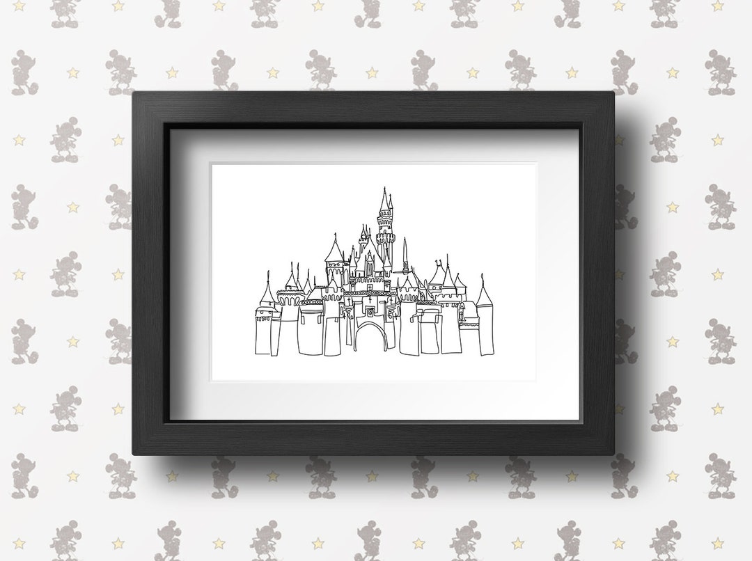 Disneyland Castle Continuous Line Drawing - Etsy