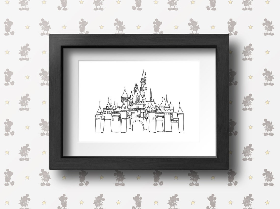 Disneyland Castle Continuous Line Drawing - Etsy