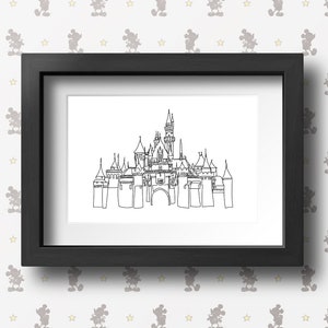Disneyland Castle Continuous Line Drawing - Etsy