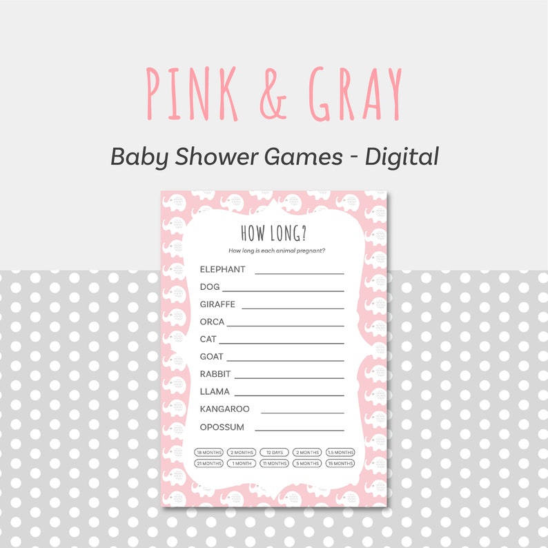 Pink Baby Shower Game Printable Digital Download Fun Games for Parties ...