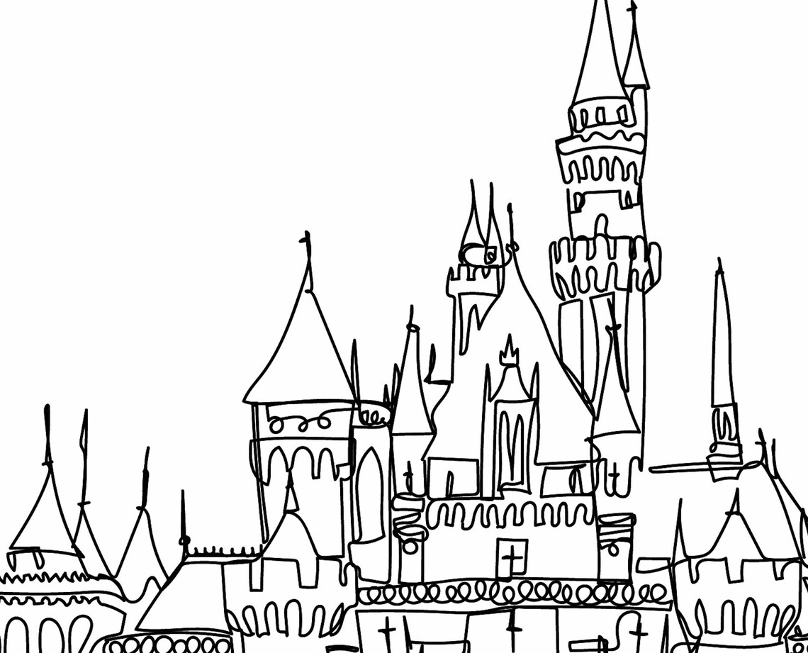 Disneyland Castle Continuous Line Drawing - Etsy