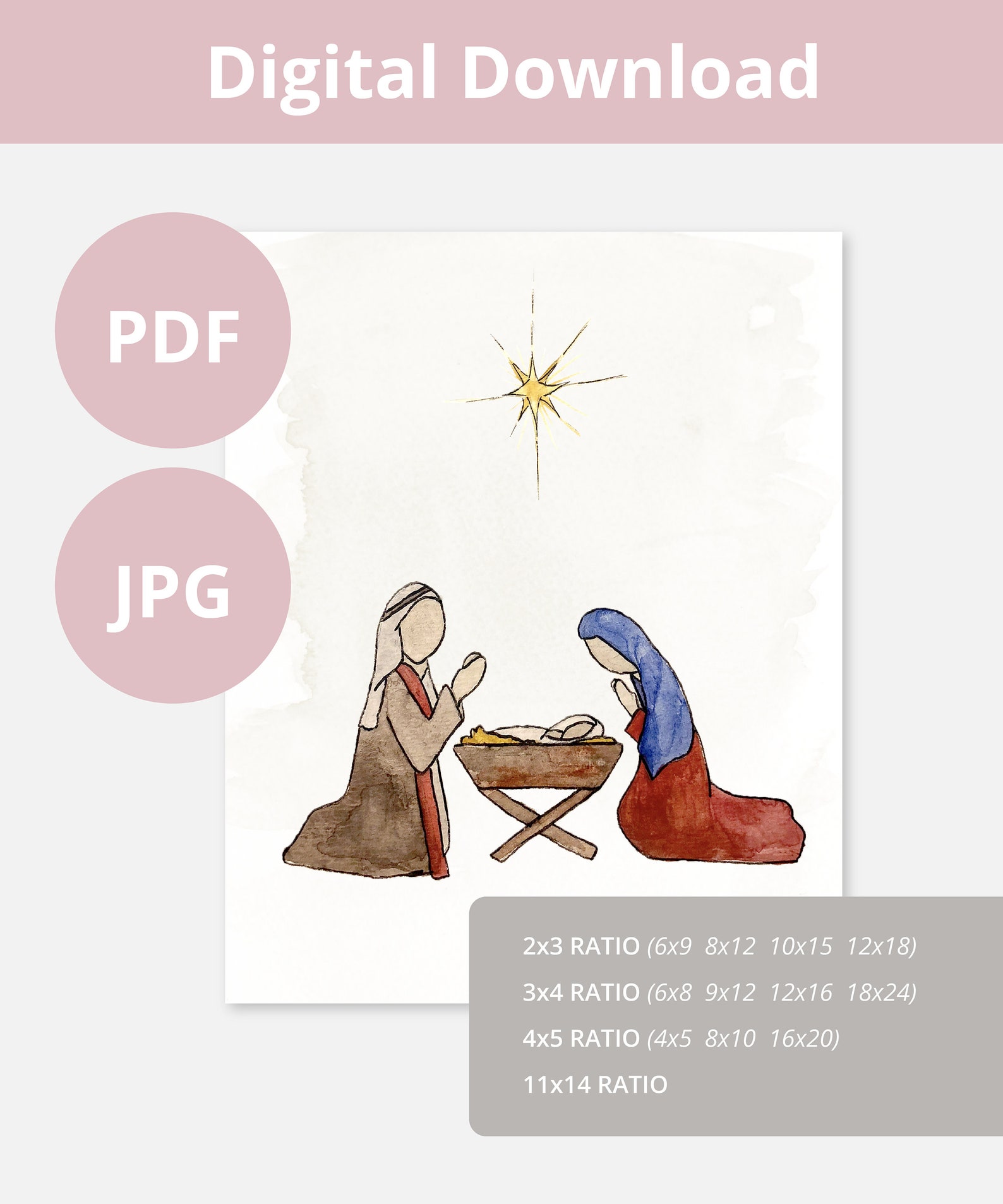 Nativity Christmas Print - Etsy