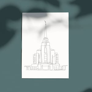 Rexburg Temple Continuous Line Drawing - Etsy