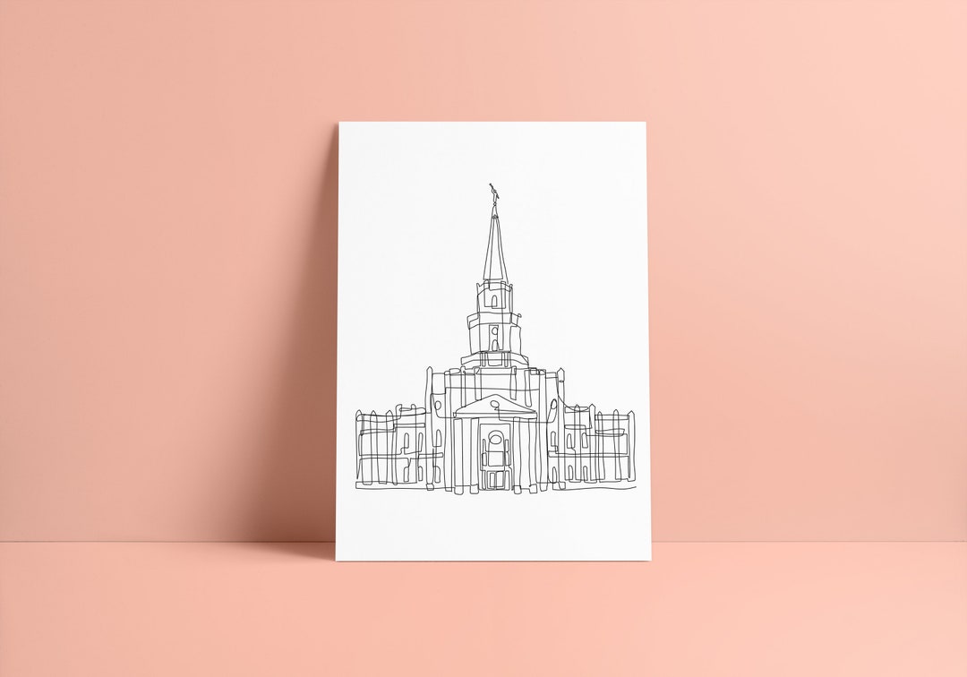 Houston Temple Continuous Line Drawing - Etsy