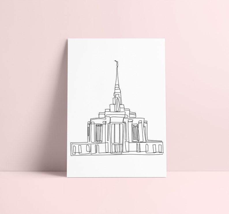 Ogden Temple Continuous Line Drawing - Etsy