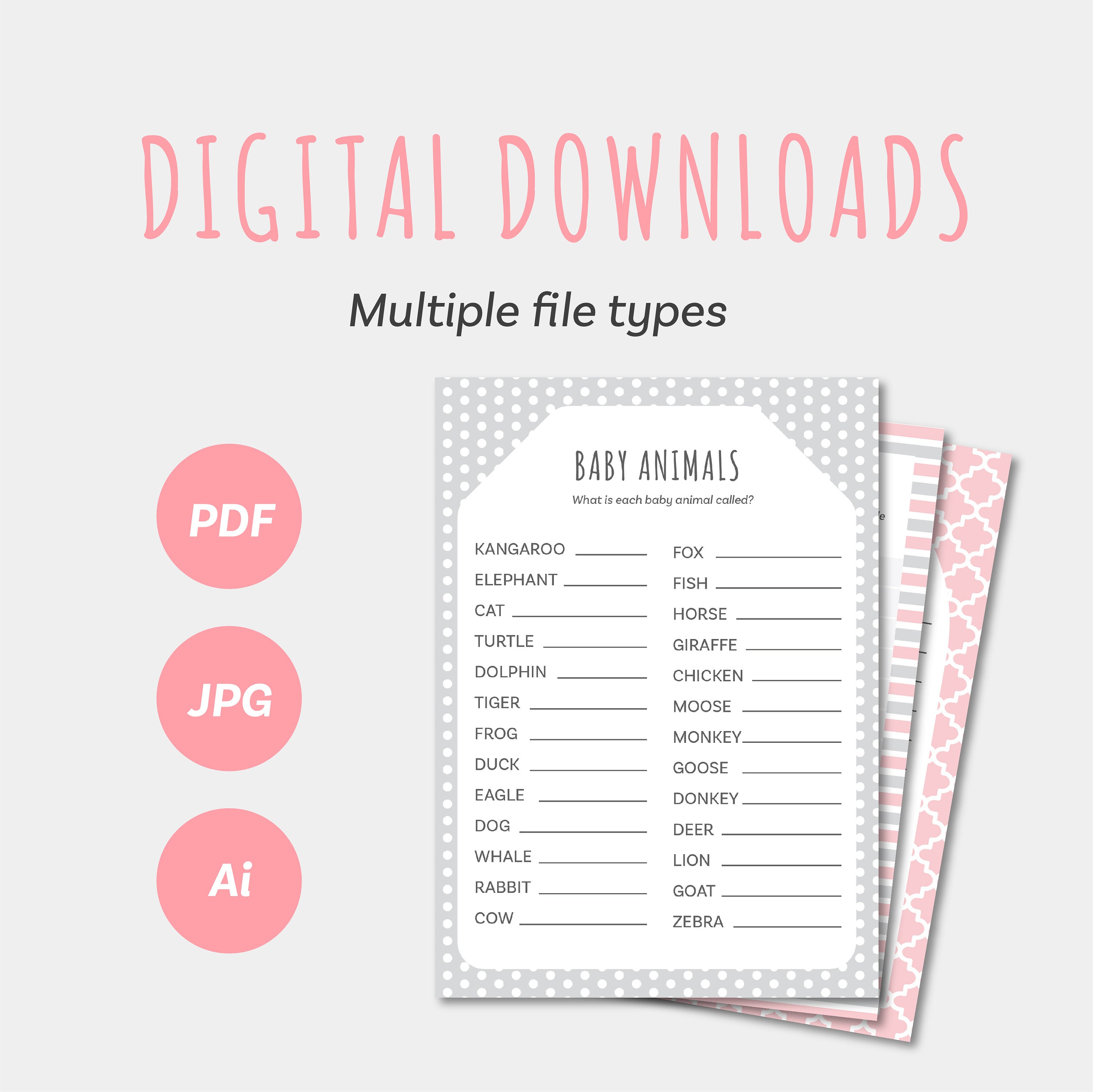 Pink Baby Shower Game Printable Digital Download Fun Games for Parties ...